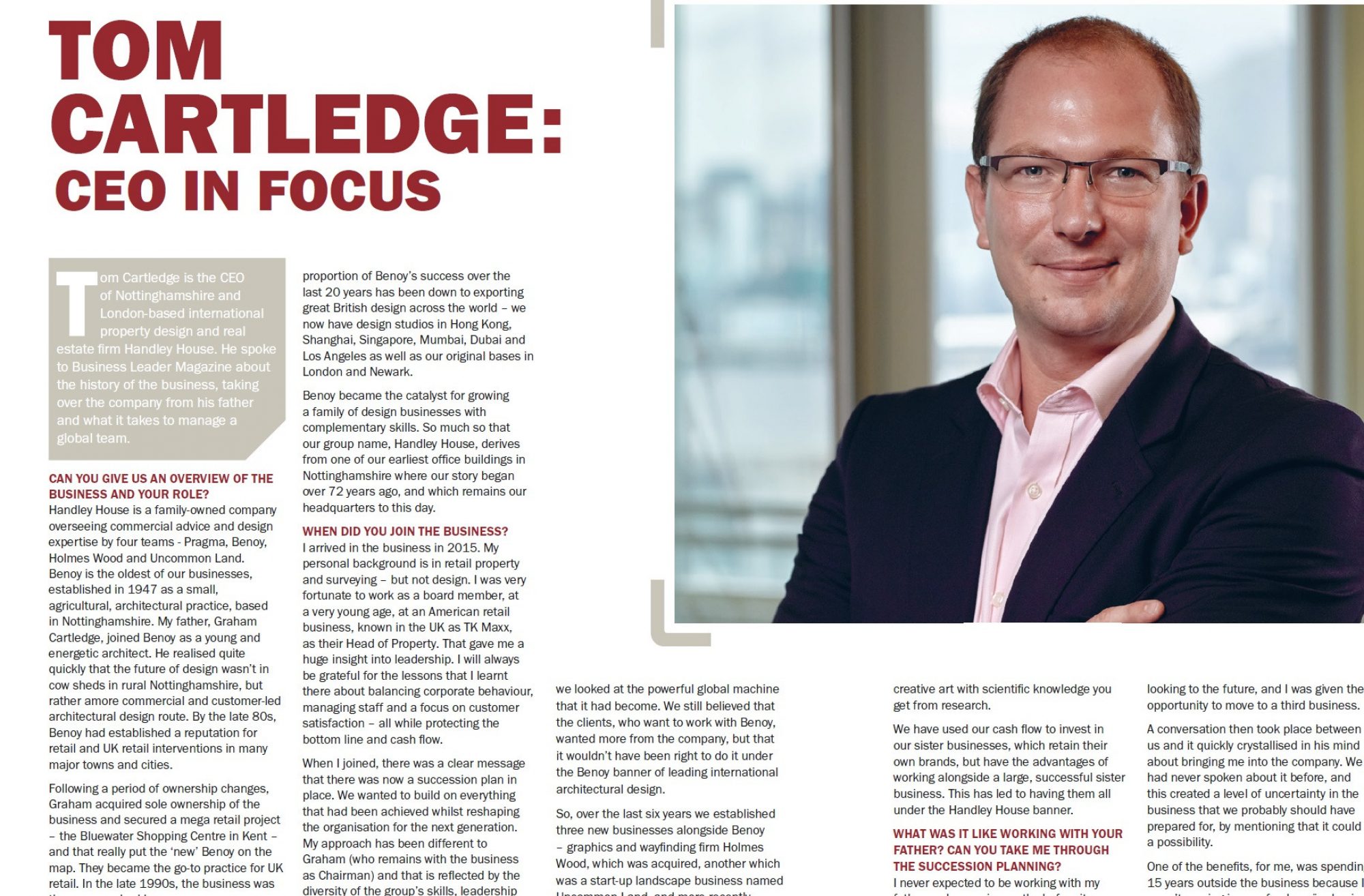 Tom Cartledge, CEO of Handley House, features as Business Leader ...